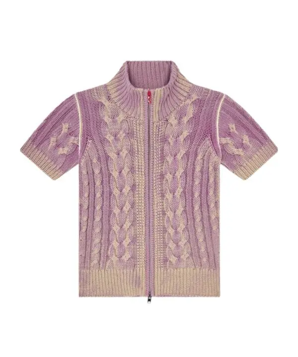 DIESEL® Melanaa Short-sleeve Zip Cardigan - Beige/violet