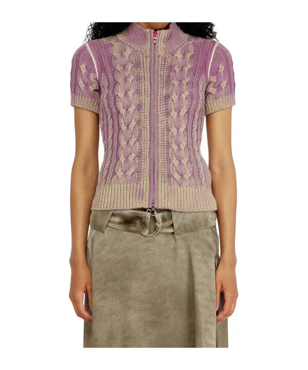 DIESEL® Melanaa Short-sleeve Zip Cardigan - Beige/violet