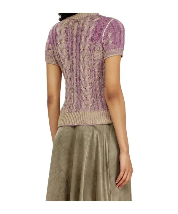 DIESEL® Melanaa Short-sleeve Zip Cardigan - Beige/violet