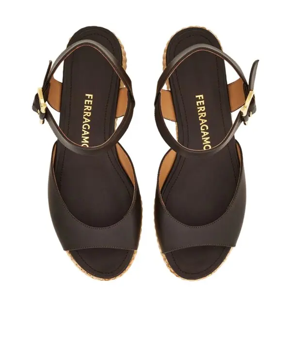 FERRAGAMO Platform Sandals With Gancini Buckle - Testa Di Moro