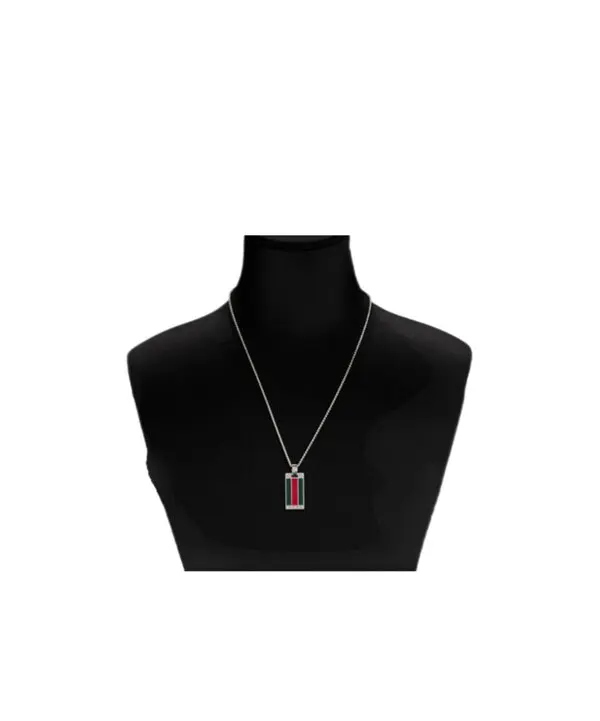 Gucci Sterling Silver Pendant Chain Necklace With Web Detail - No