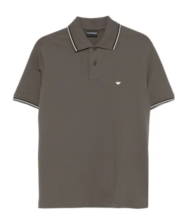 Emporio Armani Tipped Trim Polo Shirt - Brown