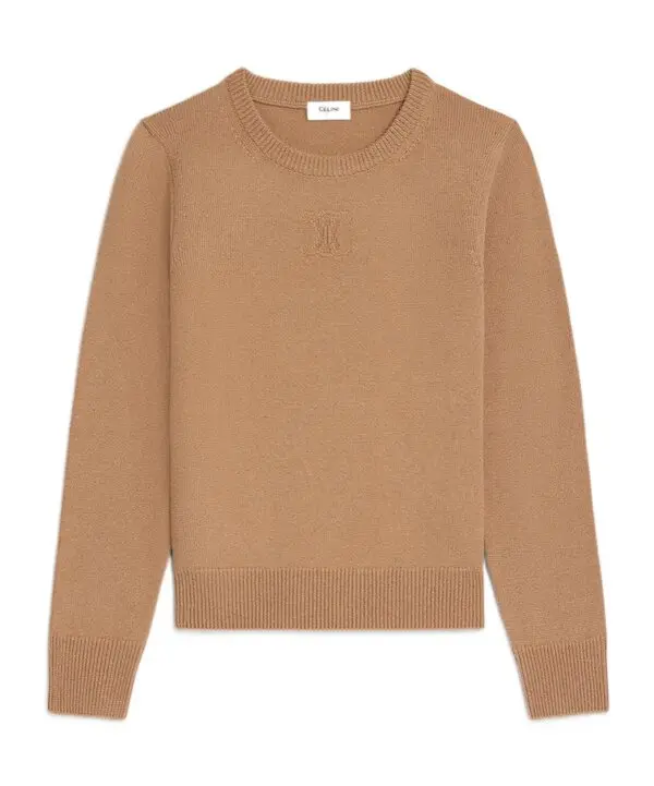 Celine Crew Neck Sweater In Heritage Cashmere - Camel