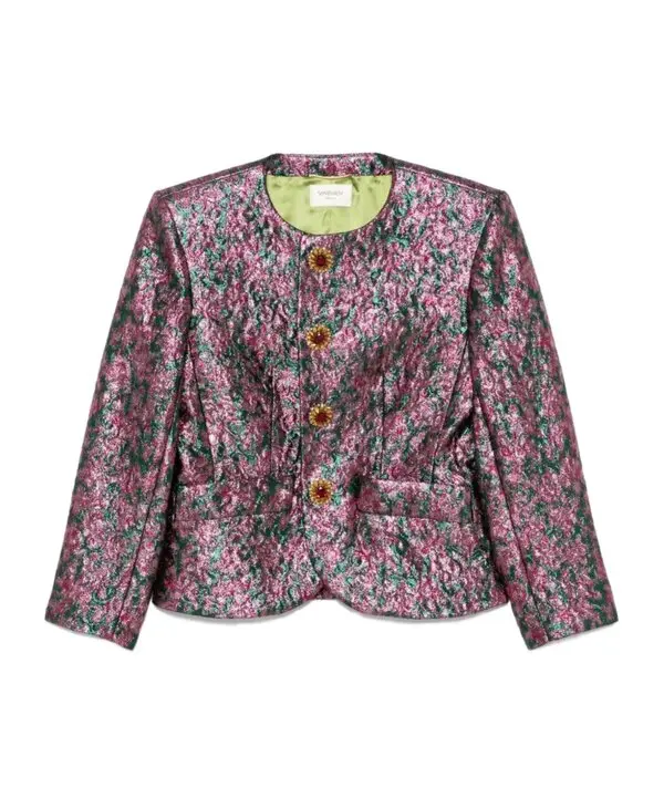 Saint Laurent Brocade Single-breasted Floral Patterned Jacket