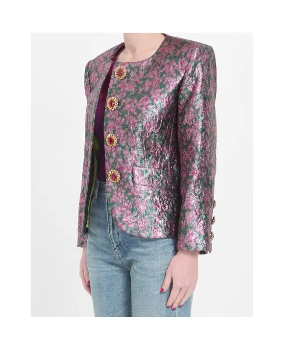 Saint Laurent Brocade Single-breasted Floral Patterned Jacket