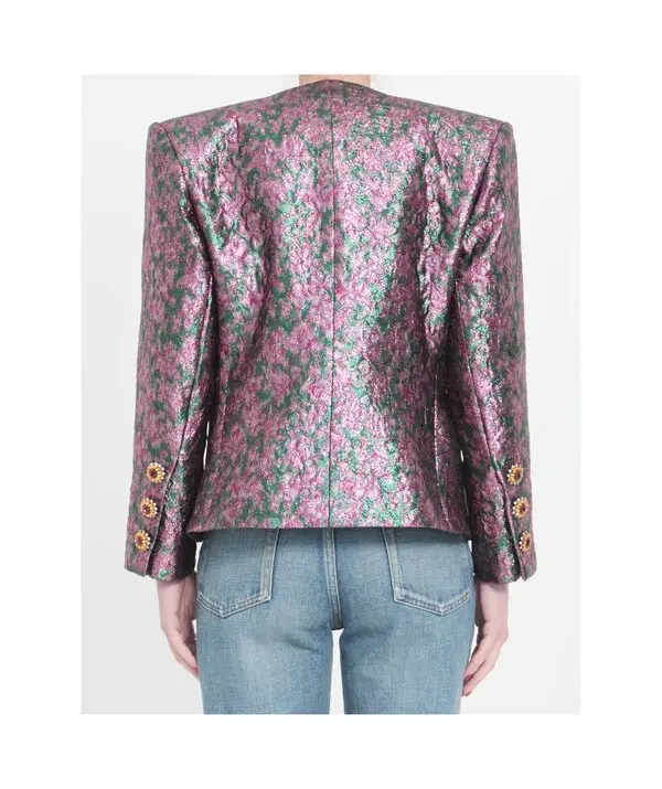 Saint Laurent Brocade Single-breasted Floral Patterned Jacket