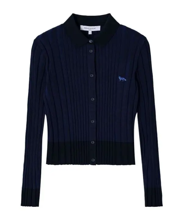 Maison Kitsuné Logo-embroidered Cardigan - Black