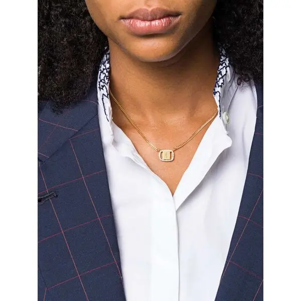 FERRAGAMO Vara Necklace With Crystal Embellished Logo Pendant