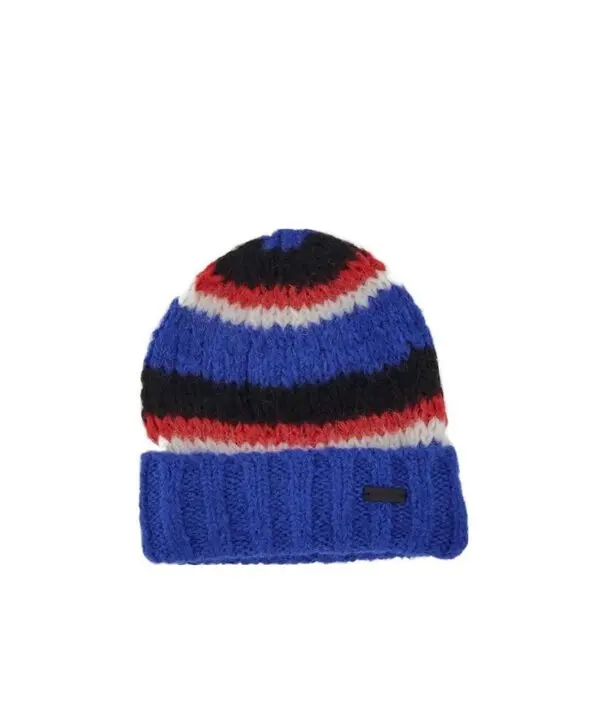Saint Laurent Striped Knitted Hat - Blue