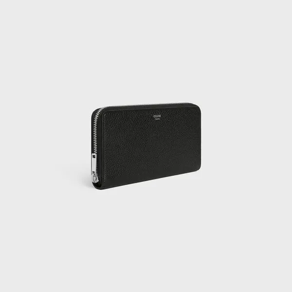 Celine Large Zipped Wallet In Grained Calfskin