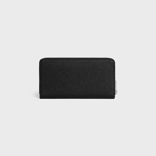 Celine Large Zipped Wallet In Grained Calfskin