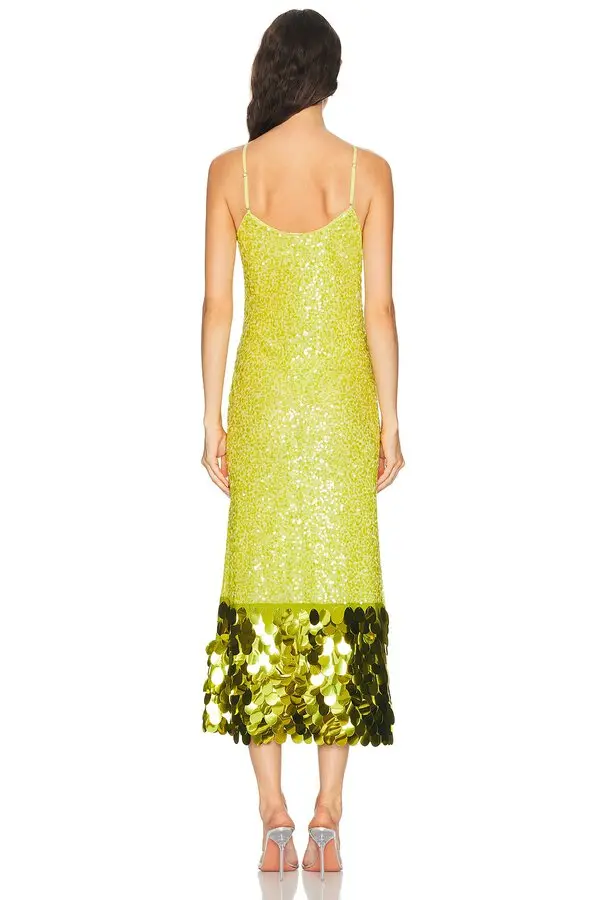 SIMONMILLER Imogen Sequin Midi Dress In Green