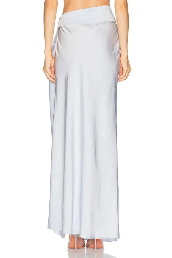 Lapointe Lightweight Satin Asymmetric Maxi Skirt In Blue