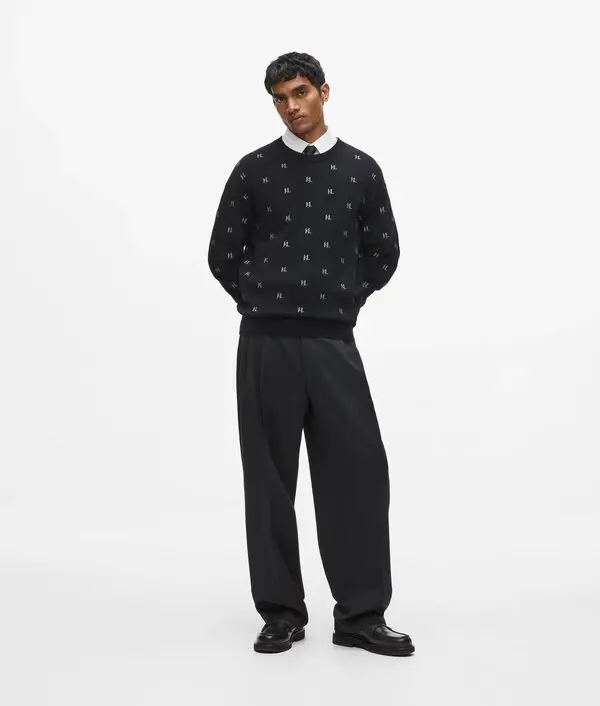 Karl Lagerfeld Monogram Knitted Sweater - Black