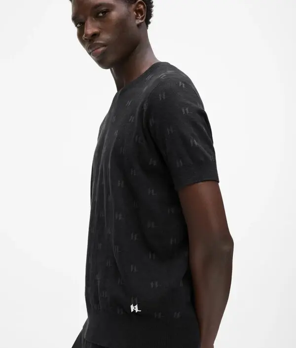 Karl Lagerfeld Monogram Knit Short-sleeve Sweater