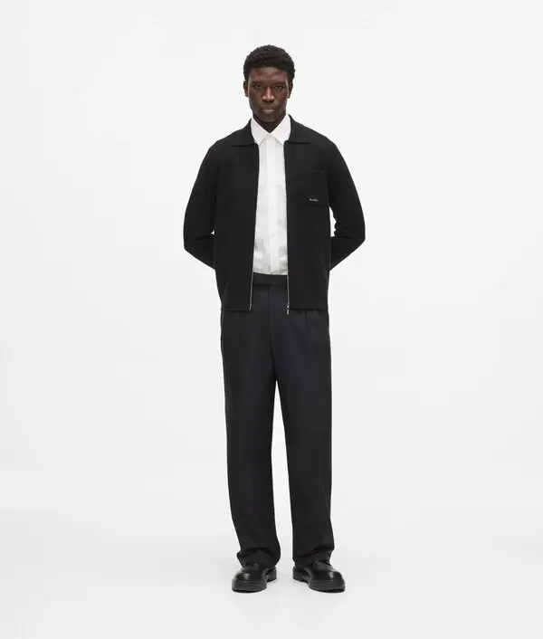 Karl Lagerfeld Knit Zip-up Jacket With Pointed Collar