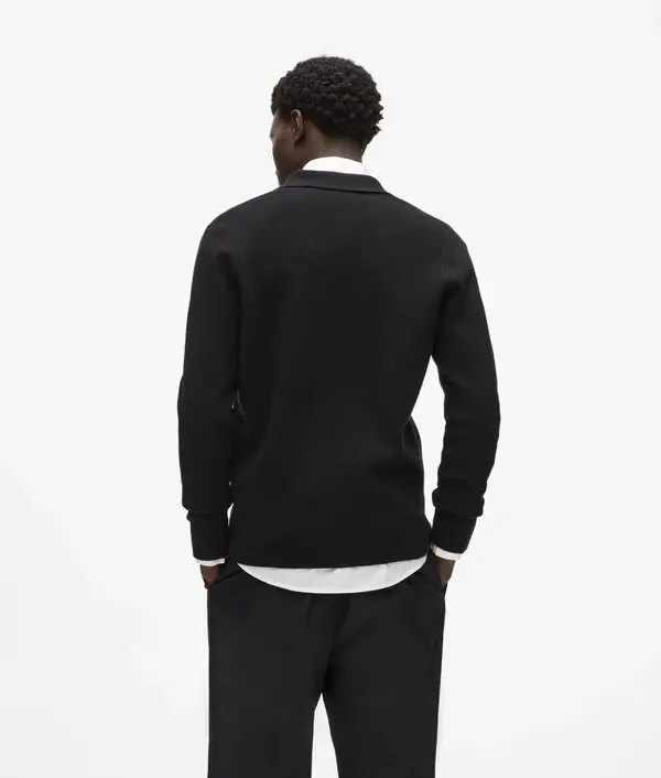 Karl Lagerfeld Knit Zip-up Jacket With Pointed Collar