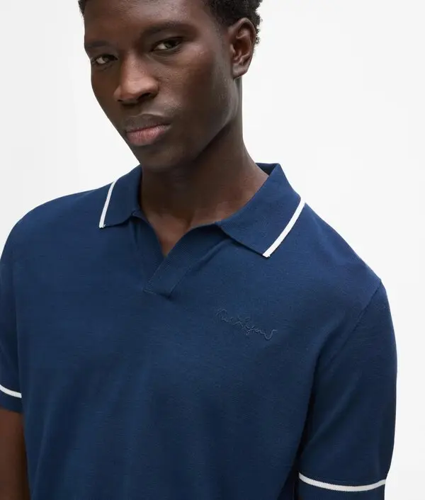 Karl Lagerfeld Contrast Piping Knit Polo Shirt