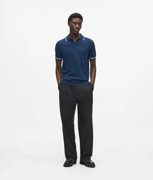 Karl Lagerfeld Contrast Piping Knit Polo Shirt
