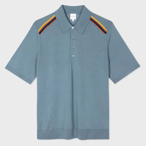 Paul Smith Wool 'artist Stripe' Polo Shirt - Blue