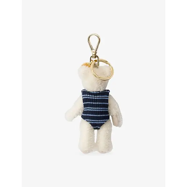Prada Teddy Bear Triangle-logo Soft Keyring Charm