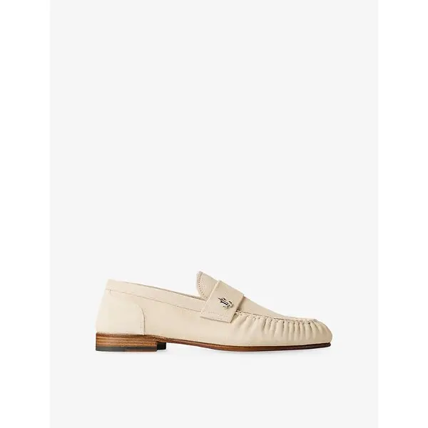 JIMMY CHOO Ellis Etched Velvet Suede Loafers - Bone