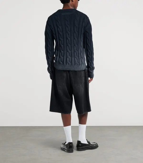 Balenciaga Baggy Distressed Denim Shorts - Black