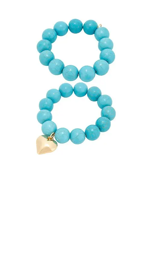 Ettika Luck And Love" Beaded Bracelet Set With Heart Charm
