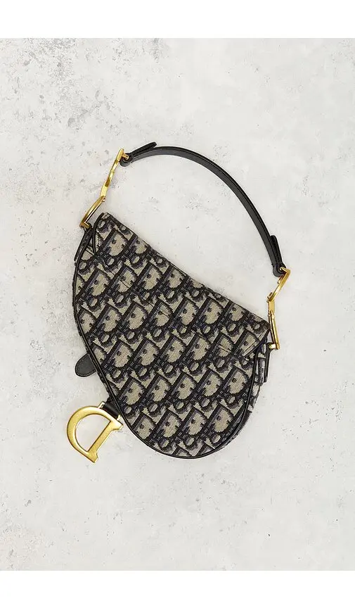 FWRD RENEW Dior Oblique Mini Saddle Bag - Navy