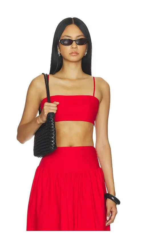 Susana Monaco Poplin Crop String Top - Red