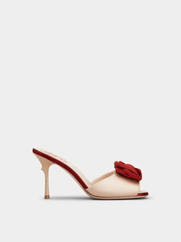 ROGER VIVIER Rose Vivier Mules In Satin - Nude