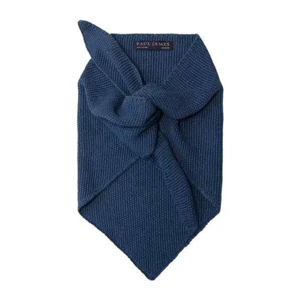 PAUL JAMES KNITWEAR Cotton Textured Triangle Scarf Bluemelange - Blue