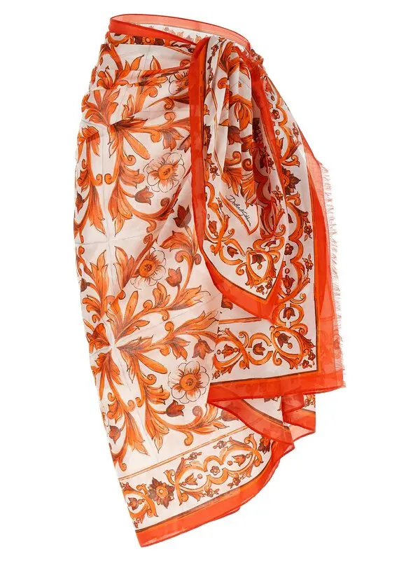 Dolce & Gabbana Maiolica' Sarong Skirt - Orange