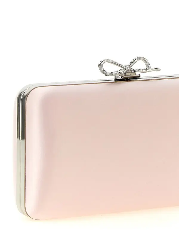 SELF-PORTRAIT Satin Clutch With Jewel Bow Detail