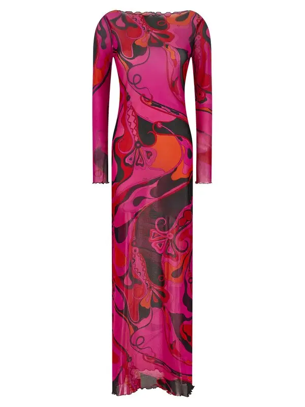 Emilio Pucci Orchidee Print Long Sleeve Dress - Pink