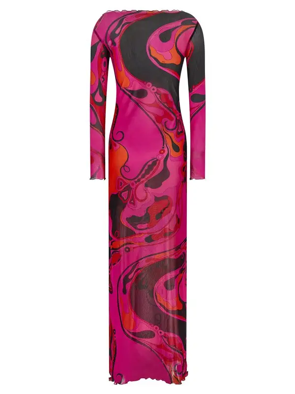 Emilio Pucci Orchidee Print Long Sleeve Dress