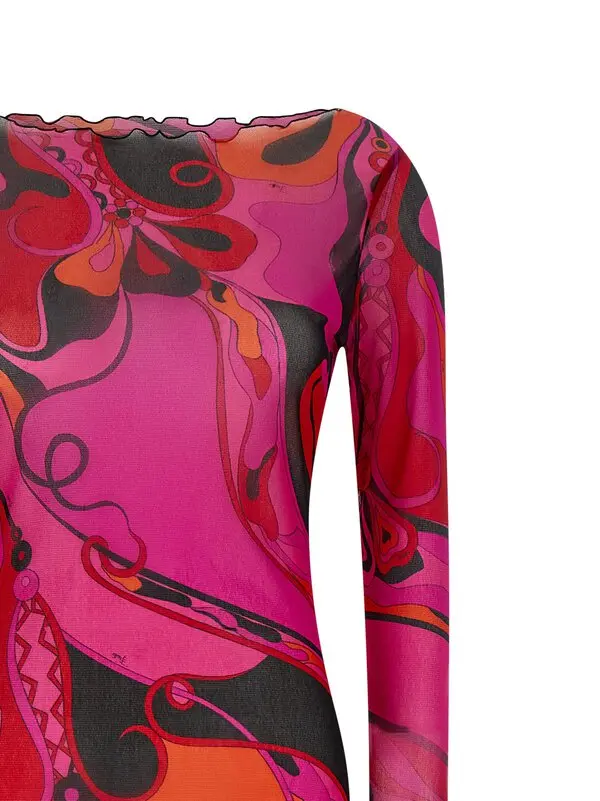 Emilio Pucci Orchidee Print Long Sleeve Dress