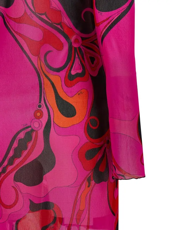 Emilio Pucci Orchidee Print Long Sleeve Dress