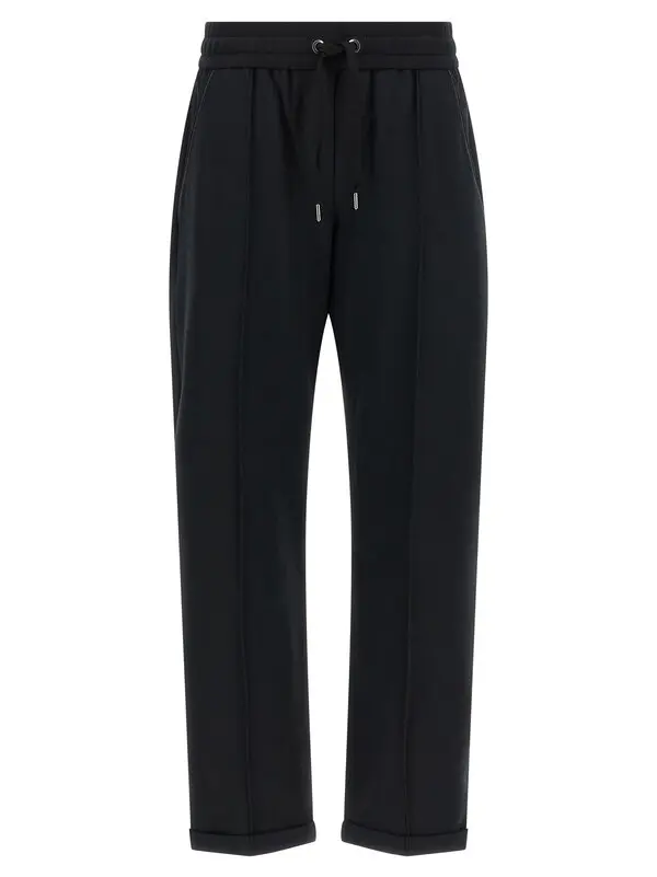 Brunello Cucinelli Light Stretch Cotton Track Joggers - Black