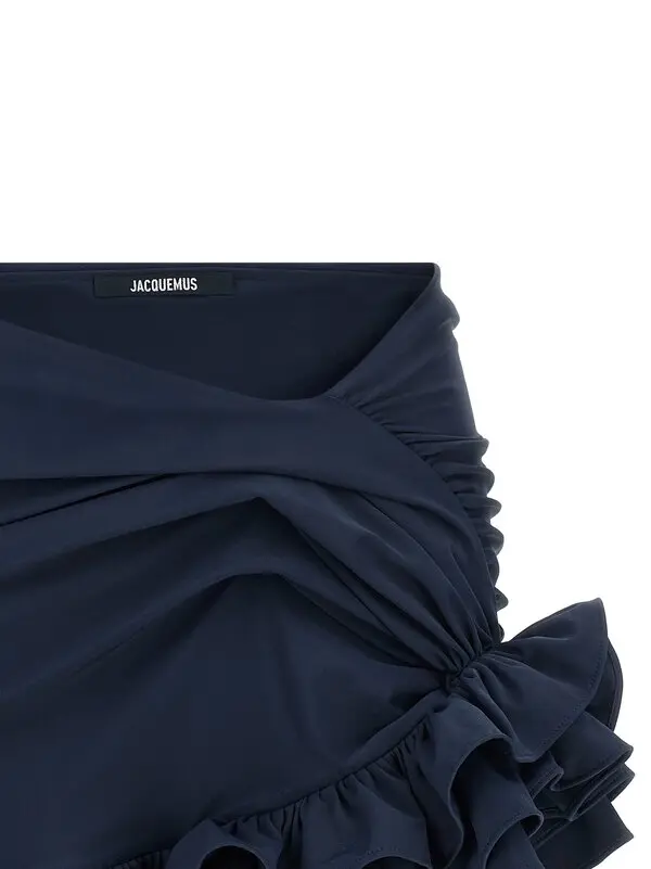 Jacquemus La Mini Jupe Playa Ruffled Asymmetrical Skirt