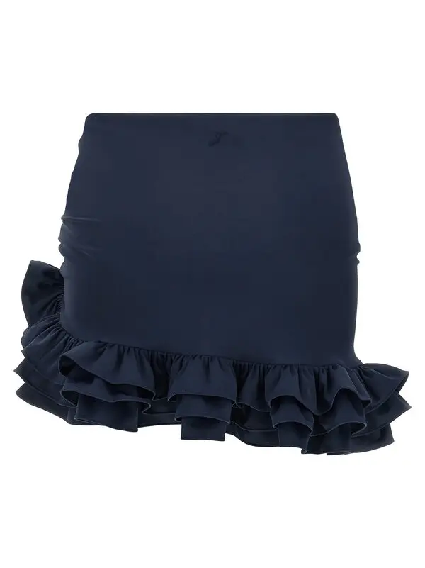 Jacquemus La Mini Jupe Playa Ruffled Asymmetrical Skirt - Blue
