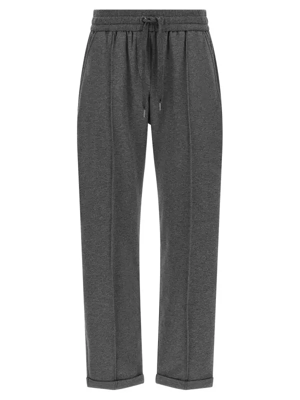 Brunello Cucinelli Track Joggers With Monile Detail - Gray