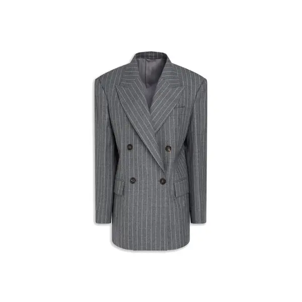 Brunello Cucinelli Pinstriped Wool Blazer - Gray