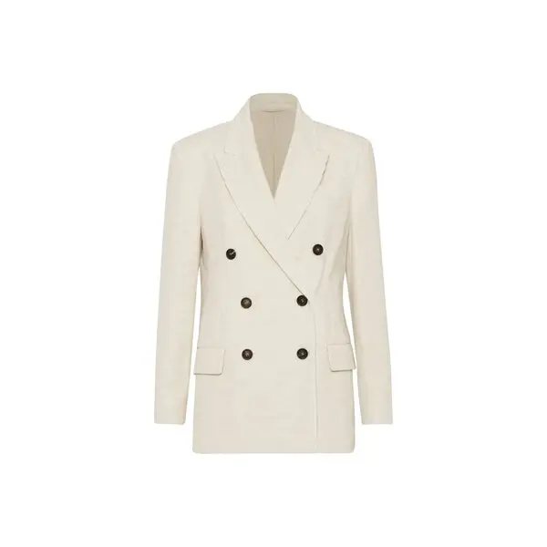 Brunello Cucinelli Corduroy Double-breasted Blazer - White