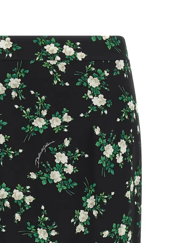 Dolce & Gabbana Fiorellini" Print Silk Midi Skirt
