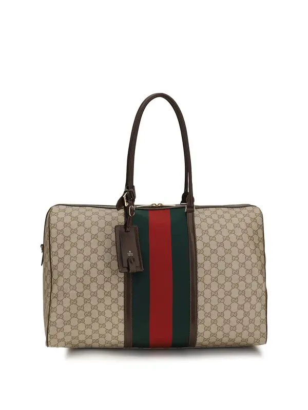 Gucci Gg Travel Bag With Web Stripe - Cream
