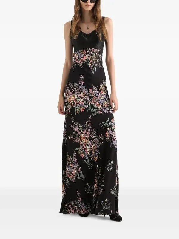 Dolce & Gabbana Long Silk Dress With Floral Print