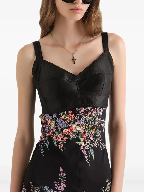 Dolce & Gabbana Long Silk Dress With Floral Print