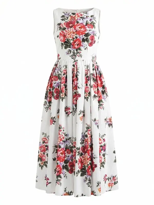 Dolce & Gabbana Midi Dress With Floral Print - Multicolor