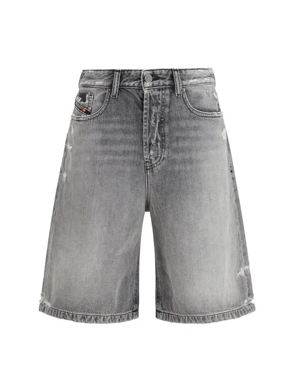 DIESEL® De-sire-short Bermuda Distressed Denim Shorts - Gray